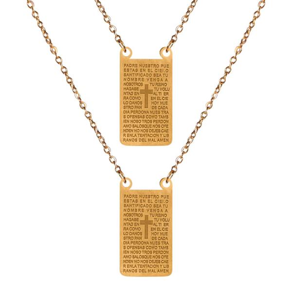 商品名: WHLHMK 肩甲骨ネックレス, ステンレス鋼, 宝石なし WHLHMK Scapulars Catholic Necklace, Our Father Padre Cross Pendant, Stainless Steel S...