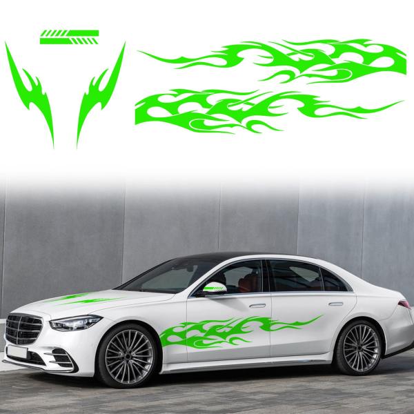 商品名:  RUIANTE 6pcs Flame Pattern Graphics Stickers Car Side Decal Car Body Door Side Auto Long Stripes Vinyl Decals Raci...