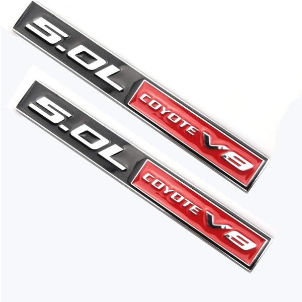 商品名:  2pcs 5.0 Coyote V8 Emblem 3D Trim Fender Hook Trunk Badge Decal Sticker Nameplate Replacement for 150 Mustang (Chr...