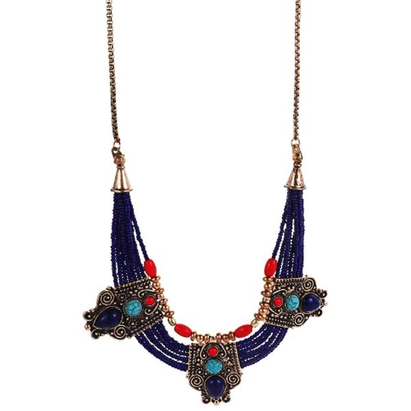 商品名: ABJFJE エスニック マルチレイヤー シード ビーズ ターコイズ ステートメントネックレス ボヘミアン 誇張 メタル クリスタル ペンダント ネックレス ファッション ジュエリー レディース ガールズ コスチューム ギフト, ...