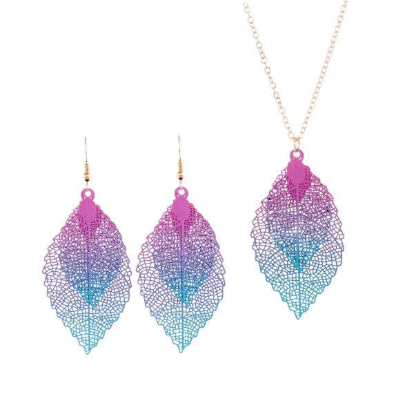 商品名:  USHOBE 1 Set Leaf Necklace Leaf Chain Necklaces Birthstone Necklaces Earrings for Women Trendy Leaf Decor Collarbo...