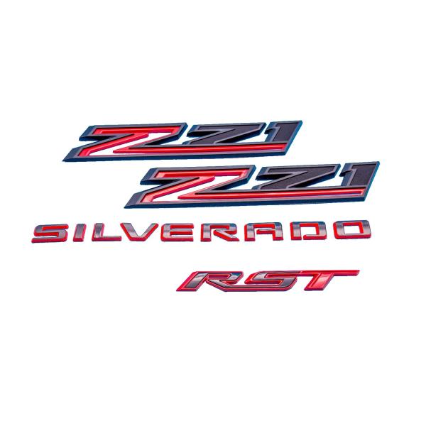 商品名: Tailaget Silverado RST レターエンブレム 4点セット サイドフェンダー Z71 バッジ 3Dデカール ネームプレートロゴ 交換用 2019年以降のシルバラード (ブラックレッド) 4Pcs Set Taila...