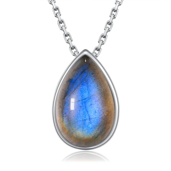 商品名: スターリングシルバー 骨壺ネックレス レディース ティアドロップ ラブラドライト アッシュペンダント 遺灰 火葬 メモリアルジュエリー 遺骨 記念品 愛する人を亡くした方へのギフト, スターリングシルバー, ラブラドライト MAN...