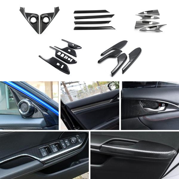 商品名:  Xotic Tech Inner Armrest Stripe Window Switch Handle Bowl Panel Pillar Speaker Cover Trim Combo Kit, Carbon Fiber ...