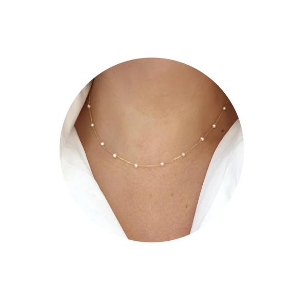 商品名: jeveck パールネックレス レディース 上品なパールチョーカーネックレス 14Kゴールドメッキ ハンドメイド 養殖パールチェーンネックレス バークパールネックレス ミニマルジュエリーギフト, 真鍮, 宝石なし jeveck P...