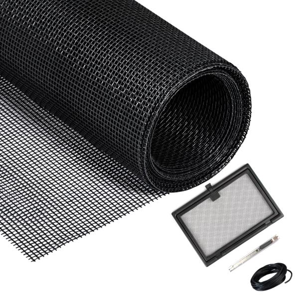 商品名: ウィンドウスクリーン HADOR Window Screen Replacement 48 in X 99 in with Adhesive Backed Small Window, Black Ultra-Durable Scr...