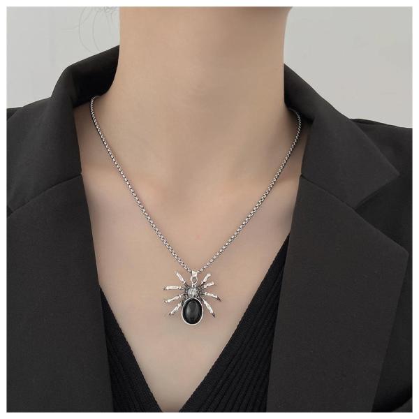 商品名:  Iaceble Vintage Exaggerated Onyx Spider Necklace Choker Black Crystal Spider Pendant Necklace Gothic Large Spider ...