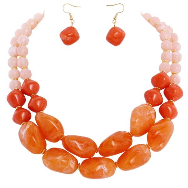 商品名: Firstmeet チャンキーアクリルビーズネックレス イヤリング付き 多層カラージュエリー レディース, アクリル, 宝石なし Firstmeet Chunky Acrylic Beads Necklace with Earri...