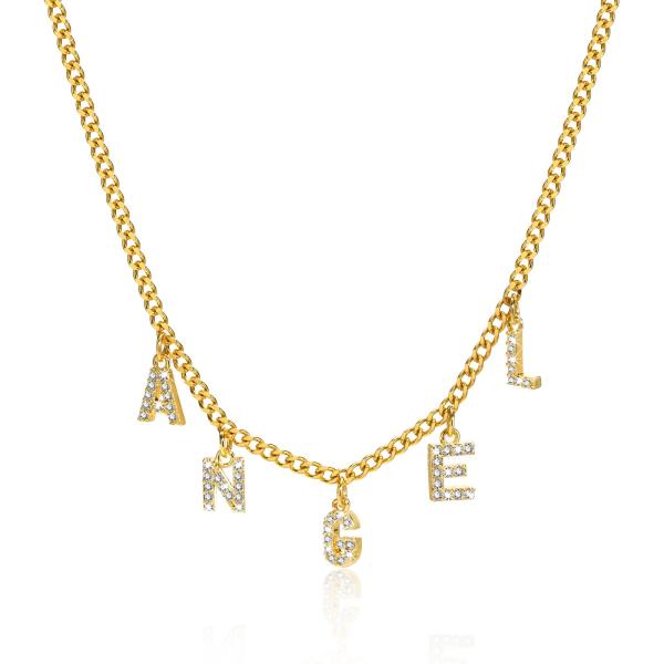 商品名:  XUANPAI Custom Name Necklace Personalized,18K Gold Plated Initial Choker Name Necklace with Cubic Zirconia Dainty ...