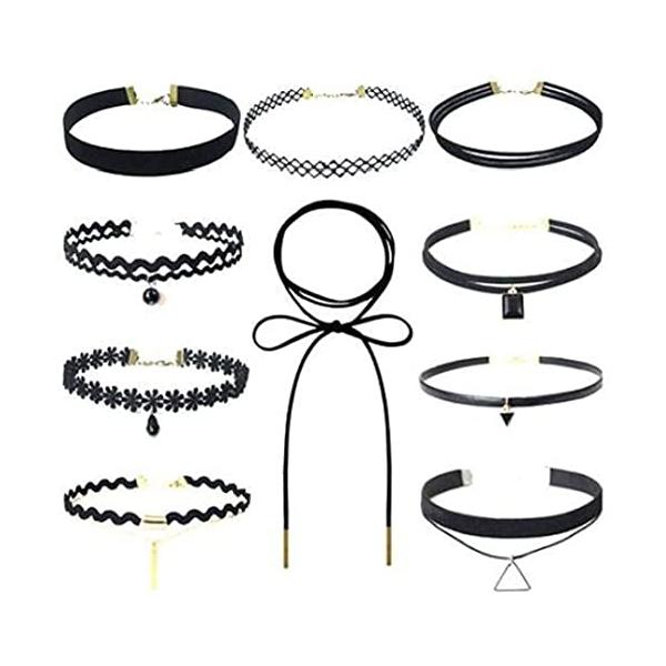 商品名:  Necklace For Women Girls Black Classic Velvet Stretch Gothic Lace Chokers 10Pcs / Setブランド: Generic高さ: 2cm横幅: 2cm奥行...