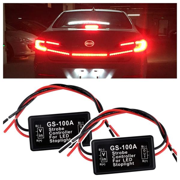 商品名:  2PCS 6V-30V GS-100A LED Brake Light Flasher with Pre-Wired,Universal Pulsing Strobe Flashing Module Controller for...