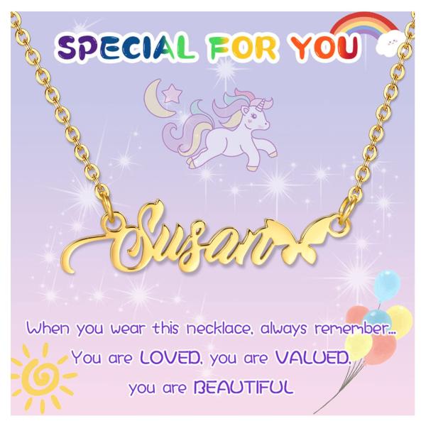 商品名: MEALGUET 名前入りネックレス 女の子用 : カスタムネームネックレス ネームプレートチェーンネックレス 乳児/赤ちゃん/幼児向け アレルギーなし ステンレススチール 赤ちゃんへのカスタマイズギフト カード付き, 金属, 宝...