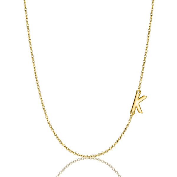 商品名:  EVER FAITH 925 Sterling Silver Simple Alphabet Golden K Chain Mini Letter Sideways Necklace Personalized Gift for ...