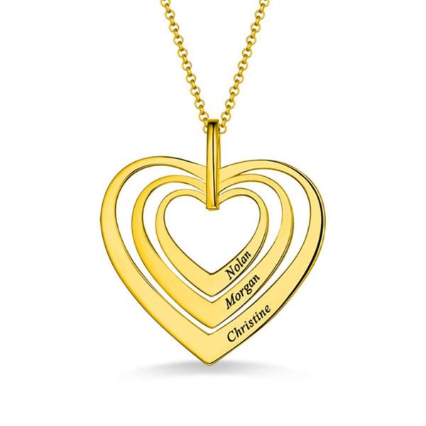 商品名:  LONAGO 10K Gold Personalized Hearts Pendant Necklace with Names, 10K Solid Gold Heart in Heart Necklace 10K Engrav...