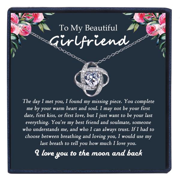 商品名: EPIRORA ガールフレンドへのギフト - ガールフレンドへ 誕生日 記念日 クリスマスギフト 彼女へ 上品なシルバーキュービックジルコニア ラブノットペンダントネックレス ロマンチックなジュエリープレゼント 女性向け, ステン...