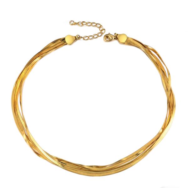 商品名: JINEAR 14K ゴールドクラッド ヘリンボーンチェーン レイヤードネックレス レディース レイヤードスネークチェーンネックレス 上品なゴールドチョーカーネックレス 女性用 ゴールドジュエリー, 16, 金メッキ ゴールド, ...