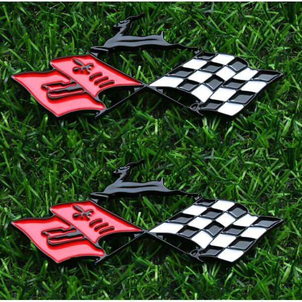 商品名: メタルインパラ SSエンブレム リアサイドクロスフラグバッジ 2個 交換用 61-62 シボレー シボレー インパラ 3780964 (ブラック/レッド) 2Pcs Metal Impala SS Emblems Rear Sid...