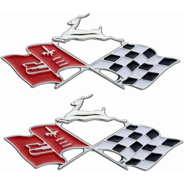 商品名: メタルインパラ SSエンブレム リアサイドクロスフラグバッジ 2個 交換用 61-62 シボレー シボレー インパラ 3780964 (クロム/レッド) 2Pcs Metal Impala SS Emblems Rear Side...