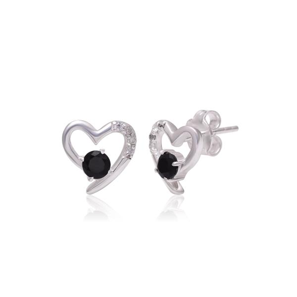 商品名:  Black Cubic Zirconia Stud Earnings-925 Sterling Silver Stud Earrings-Black Stone Earrings with Push Back -Black CZ...