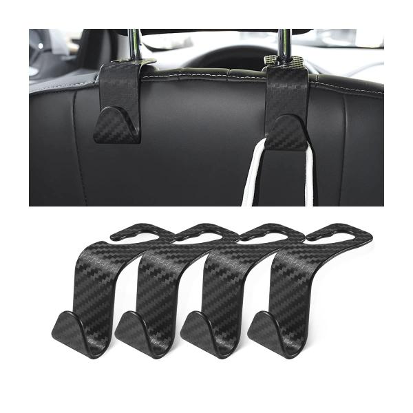 商品名:  Hanemia Car Back Seat Headrest Hooks, 4 Pack Carbon Fiber Stylish Back Seat Hanger for Car Handbag Clothes Coats G...
