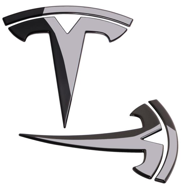 商品名: M Y エンブレム - 光沢ブラック Tesla Model Y Replacement Logo Emblem, Front &amp; Back Trunk T Logo Replace 3D Badge Metal Stic...