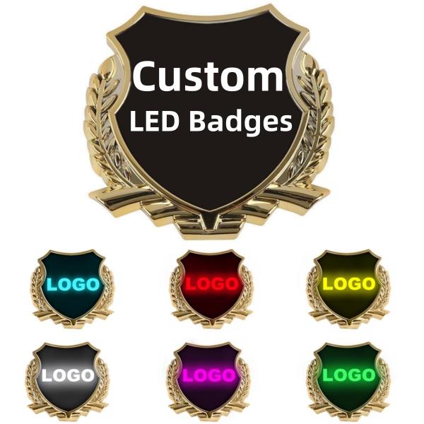 商品名: カスタマイズLEDカーフロントグリルライト - 車のLEDエンブレムロゴライト 7つのライトカラー IP67防水 カーバッジエンブレムライト すべての車トラック用 (ゴールド) Customize LED Car Front Gr...