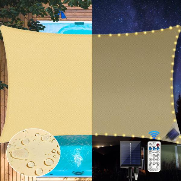 商品名: MeetYr Life LEDシェードセイル 防水 10x13フィート LED内蔵 サンシェードセイル 8つの点滅モード 紫外線98%保護 庭/パティオ/庭/駐車場に最適 MeetYr Life LED Shade Sail Wa...