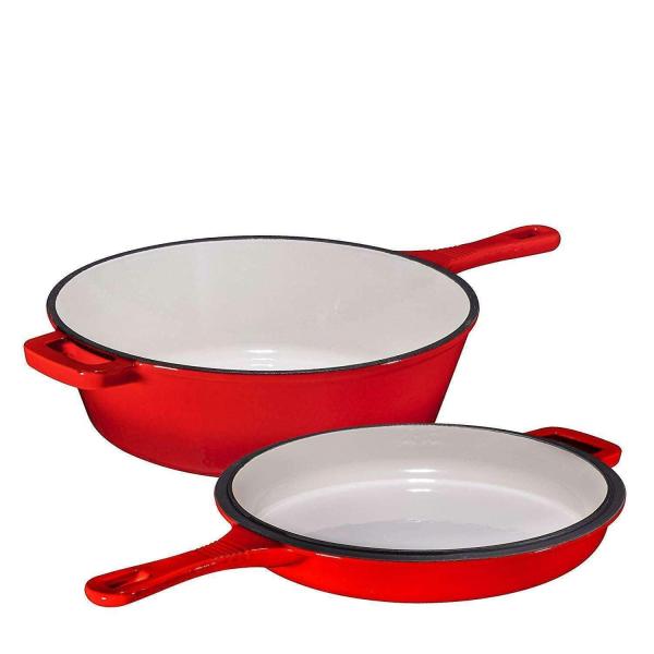 商品名:  YKWQ 2 in 1 Dutch Oven, Red Dutch-ovens Dutch ovens Dutch oven Dutch oven pot with lid Iron dutch oven Dutch oven ...
