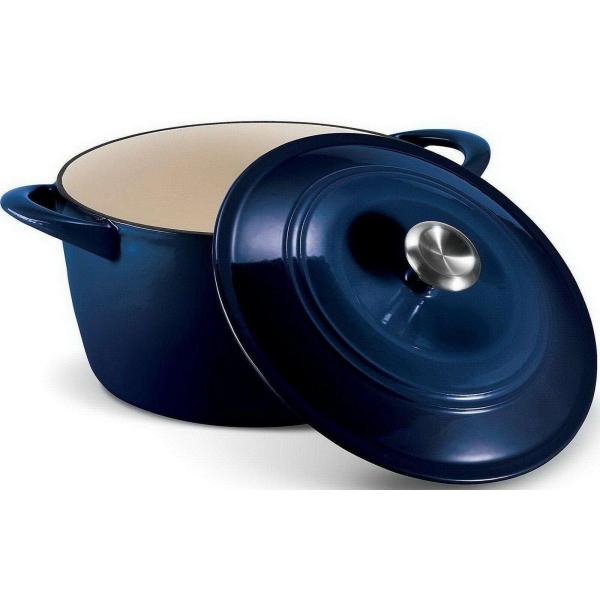 商品名:  YKWQ 7-Qt. Round Dutch Oven, Dark Blue Dutch-ovens Dutch ovens Dutch oven Dutch oven pot with lid Iron dutch oven ...