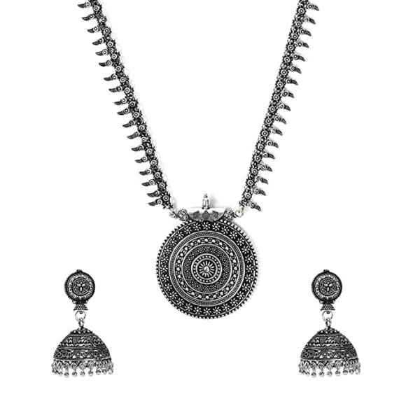 商品名:  Paradise Jewels Trendy Oxidised Silver Long Necklace Jewellery set with Earrings for Women &amp; Girlsブランド: Paradi...