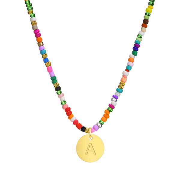商品名: MPRAINBOW カラフルビーズイニシャルネックレス - ハンドメイド レイヤード ゴールドチョーカー 夏 ボーホー レターネックレス ジュエリー レディース ティーン ガールズ 姉妹 友達 ビーチ サーファー ネックレス ホリ...
