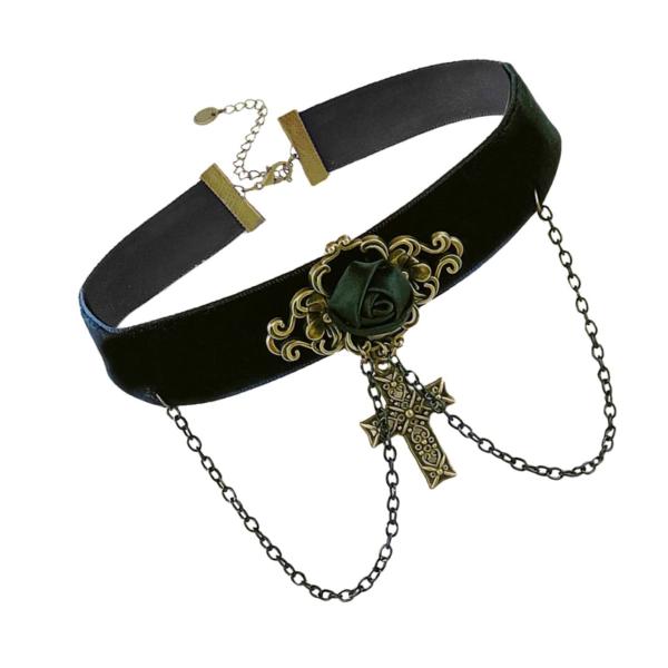 商品名:  RORPOIR 1pc Cross Choker Women's Lockets Steampunk Decor Crystal Pendants Rivets Spiked Choker Pu Leather Punk Cho...