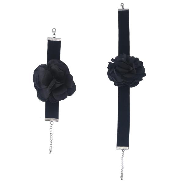 商品名:  Kasmena Flower Choker Necklace Black Rose Choker Big Flower Collar Necklace,Handmade Rose Blossom Necklace Bracele...