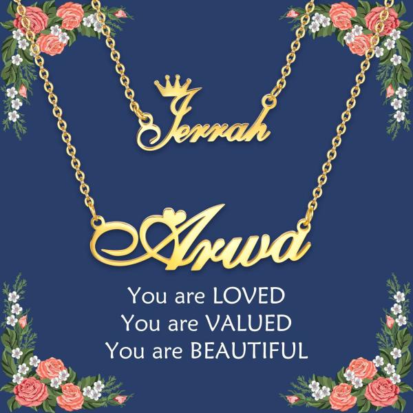 商品名:  Hisatan Custom Name Necklace for Women, Personalized Layered Name Plate Necklaces, 18K Gold Plated Customized Chai...