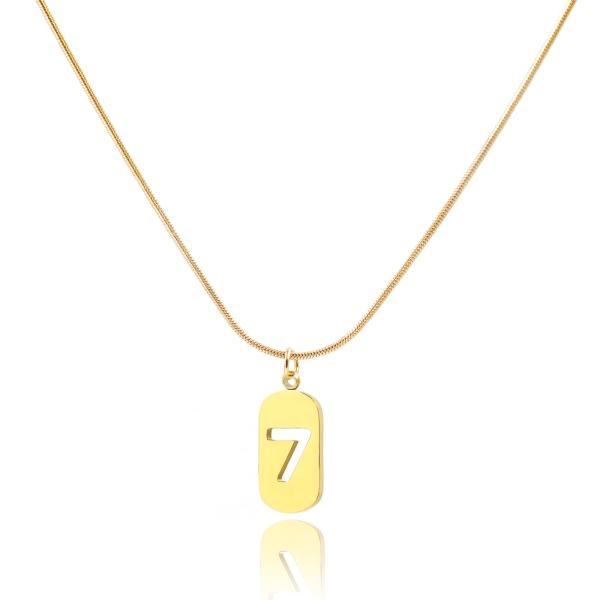 商品名: FarF&amp;ME ナンバーネックレス 18Kゴールドメッキ ラッキー7 ペンダント スネークチェーン 卒業式 誕生日プレゼント レディース ガールズ, 金メッキ, 宝石なし FarF&amp;ME Number Neckla...