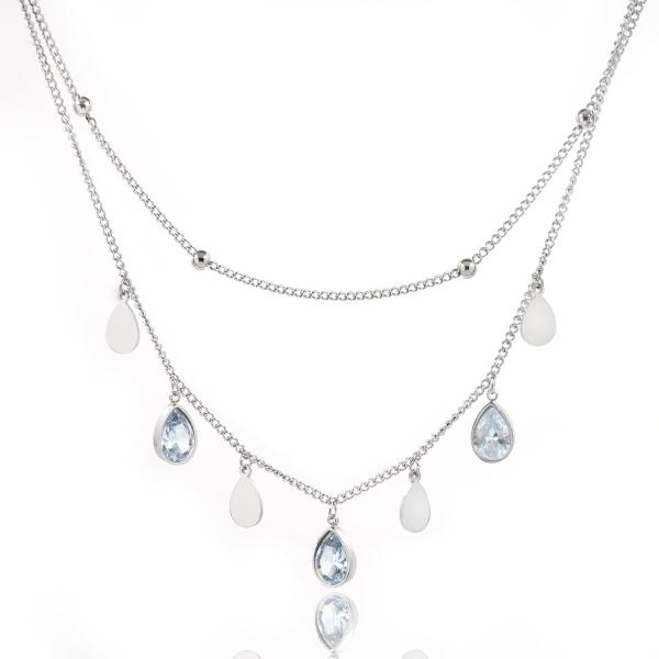 商品名: FarF&amp;ME レディース ダブルレイヤー ウォータードロップ ジルコンネックレス 18Kゴールドメッキ ウォータードロップ タッセル レイヤードチョーカー ウェディング シミュレーション ダイヤモンド ジュエリー ネック...