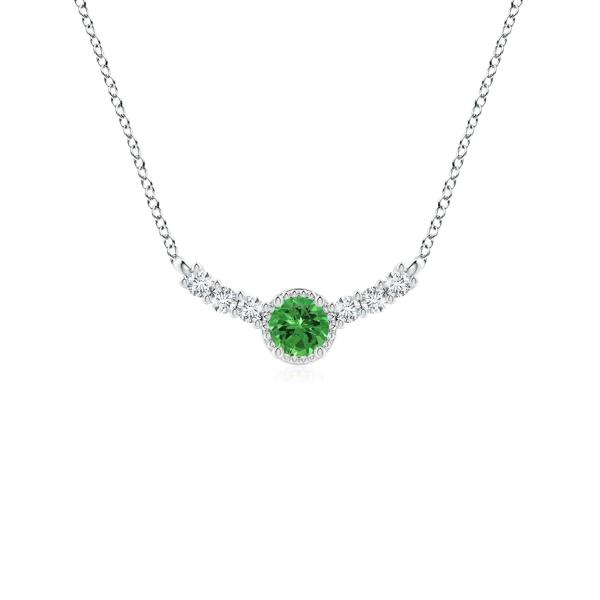 商品名:  Angara Natural Tsavorite Vintage Inspired Pendant Necklace for Women, Girls in Sterling Silver (Grade-AAAA | 3.5mm...