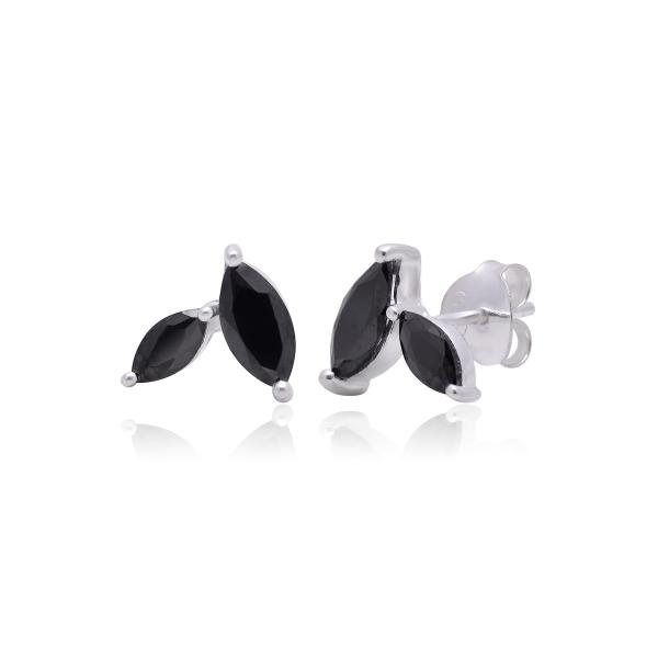 商品名:  Black Cubic Zirconia Stud Earnings-925 Sterling Silver Stud Earrings-Black Stone Earrings with Push Back -Black CZ...