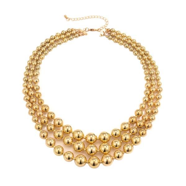 商品名:  Dainty Long Necklaces for Women Exaggerated Multi Layer Geometric Metal Round Bead Collar Personality Punk Set Sta...