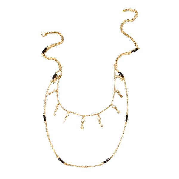 商品名:  Cute- Y Necklaces for Women Dainty And Star Five-pointed Bead Women Double Clavicle Pendant Necklace S^imple Neckl...