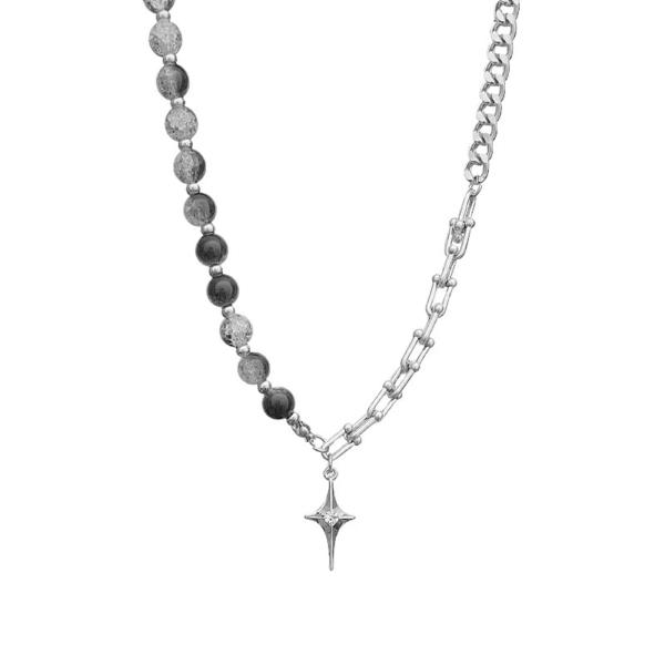 商品名:  Buyongwant Irregular Necklace Fashion Cracked Beads Star Pendant Spliced Titanium Steel Chain Ladies and Girls Men...