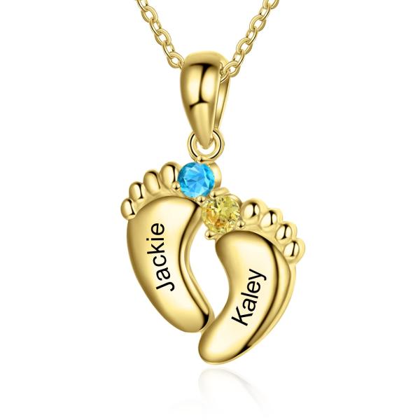 商品名:  Glimmerday Personalized Footprint Pendant Necklace Custom Engraved 1-6 Names Crystal Birthstone Baby Feet Necklace...