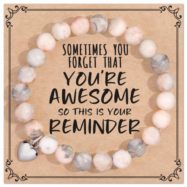 商品名: jewelrycard 女性・男性へのインスピレーションを与えるギフト - Sometimes You Forget You're Awesome ブレスレット 天然石 ユニークな小さなギフト 誕生日 クリスマス, ステンレス鋼,...