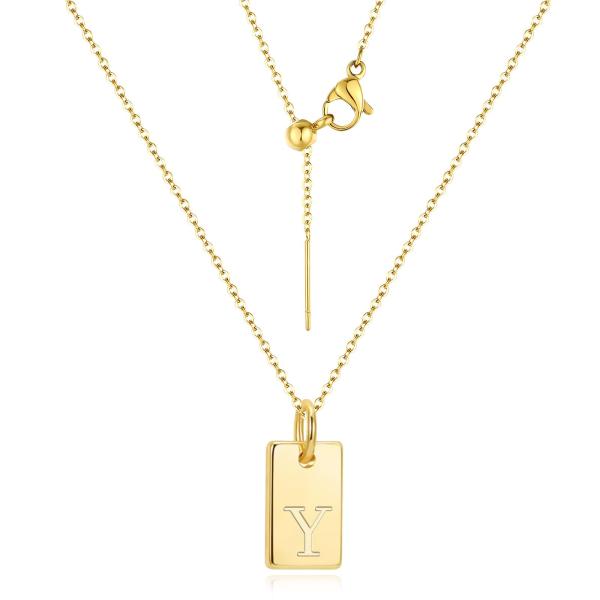商品名:  REELMAR Gold Initial Necklaces for Women Trendy 18K Gold Name Letter Necklace Cute Initial Tag Pendant Necklace fo...