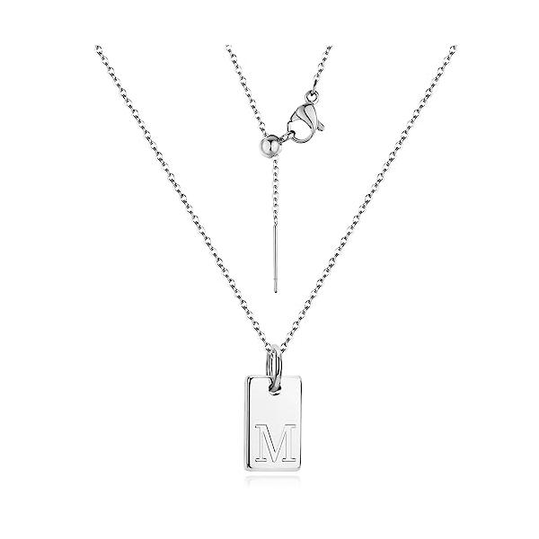 商品名:  REELMAR Silver Initial Necklaces for Women Trendy Name Letter Necklace Cute Initial Tag Pendant Necklace for Girls...