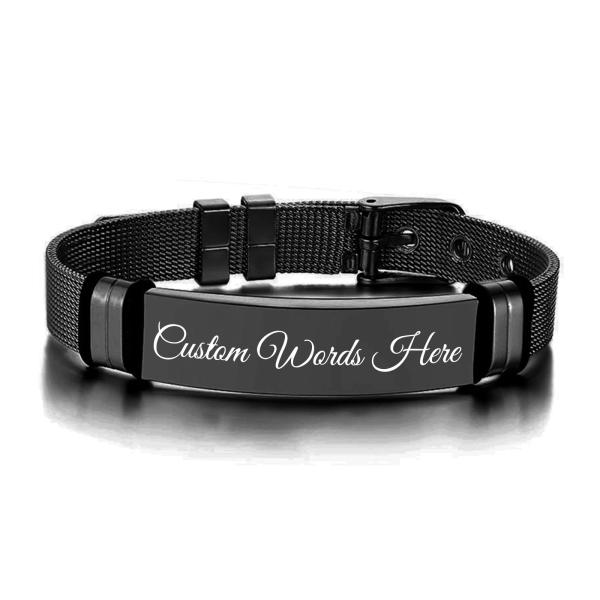 商品名:  Gamtic Personalized Bracelets for Men: Anti Allergy Black Stainless Steel Custom Engraved Name Words Bracelet for ...