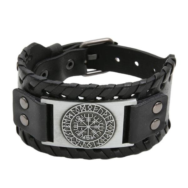 商品名:  Proumhang Bracelet for Men,PU,Steampunk Black Brown Wide Leather Wristband Bracelet,Adjustable Rope Bracelet Cuff,...