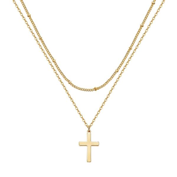 商品名: Grildemon 絶妙なレイヤードネックレス 14k 純金 電気メッキ ファッション シンプル レディース レイヤード ロングネックレス, 金メッキ, ジルコン Grildemon Exquisite Layered Neckl...