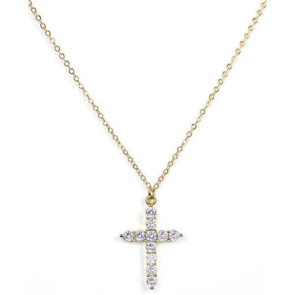 商品名:  LILJOIEX CZ Diamond Cross Necklace for Women, 14K Gold Plated Dainty Pendant Jewelry for Girls, Simple Faith God L...