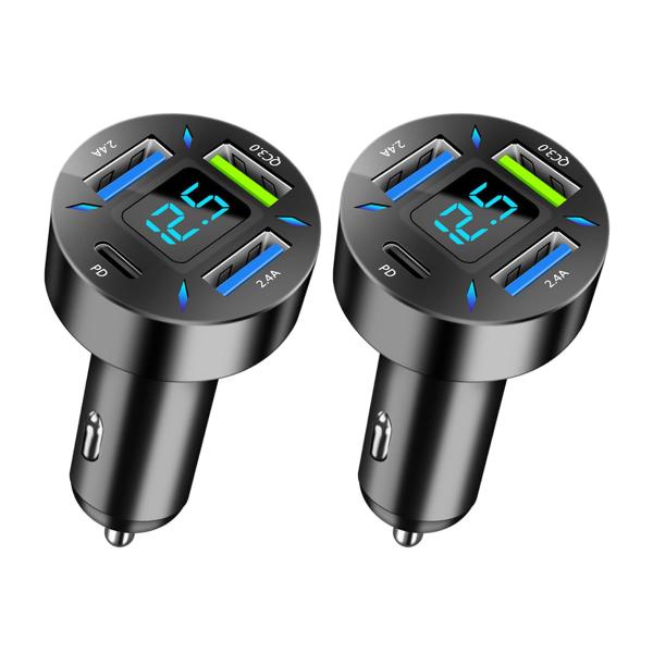 商品名:  Moioee 4 Ports USB Car Charger, 66W Super Fast Charging USB QC 3.0, USB Adapter Charger with LED Voltmeter for Car...